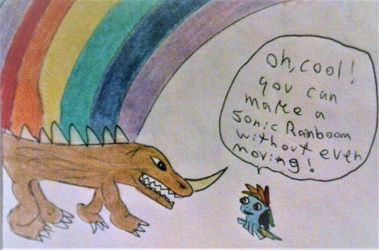 #2039844 - safe, artist:dex stewart, rainbow dash, kaiju, pony, g4 ...