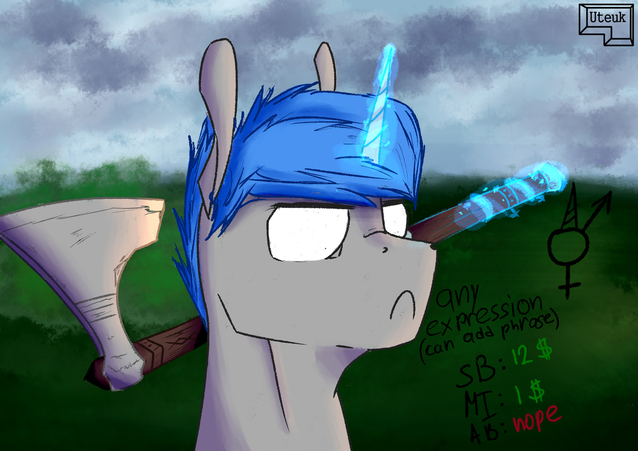 #2045257 - safe, artist:uteuk, pony, unicorn, axe, magic, telekinesis ...