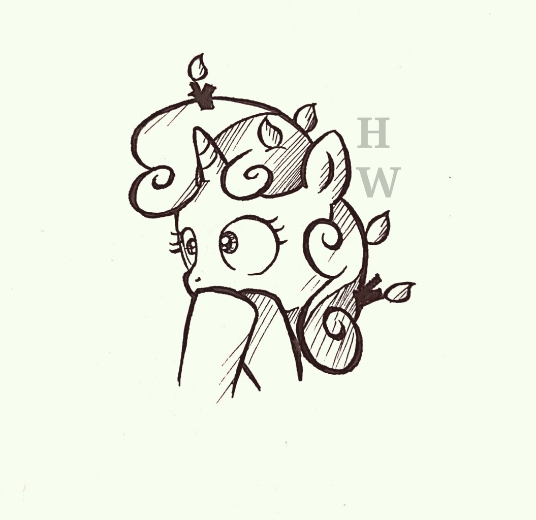 #2050545 - safe, artist:hu乘云, sweetie belle, pony, leaves, surprised ...