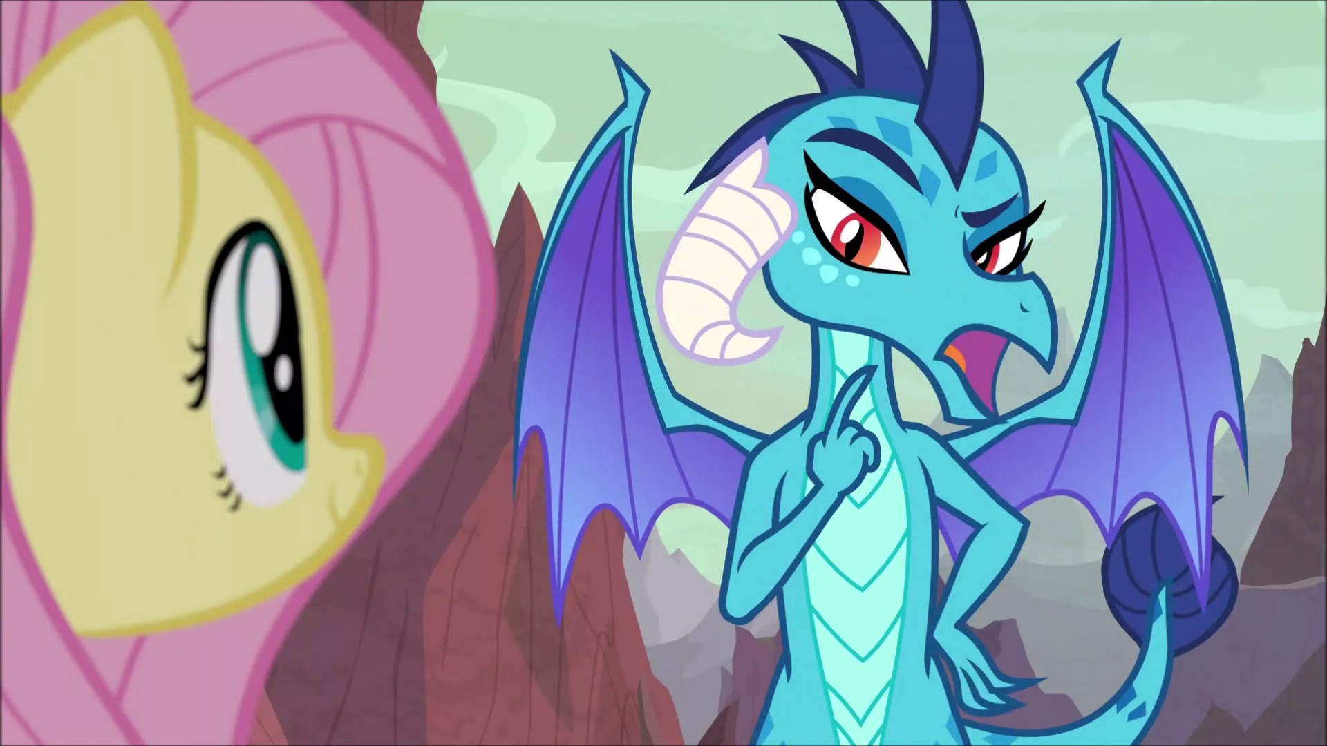 #2050969 - safe, screencap, fluttershy, princess ember, dragon, pegasus ...