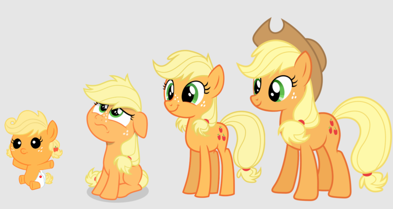 #2055255 - safe, applejack, earth pony, pony, adult, age progression, applejack's hat, baby ...