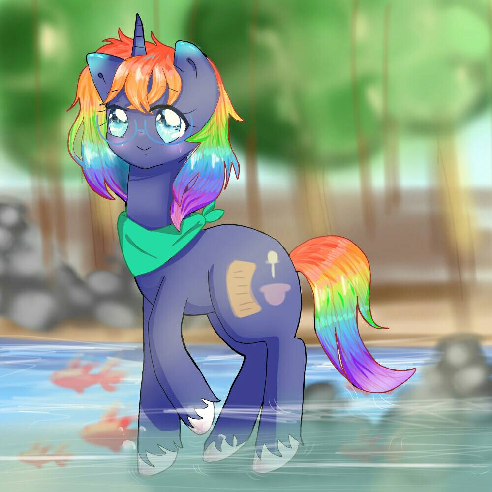 #2066754 - safe, artist:pinka-poo, oc, oc only, pony, unicorn, commission, neckerchief, rainbow ...