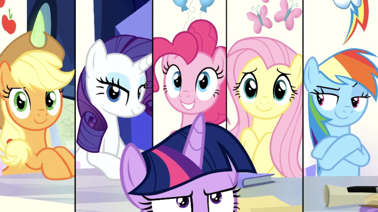 #2080244 - safe, artist:dwk, applejack, fluttershy, pinkie pie, rainbow ...