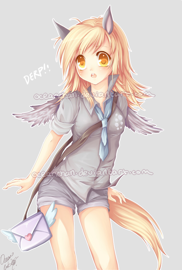 #2088159 - safe, artist:oceanchan, derpy hooves, human, anime, cute ...