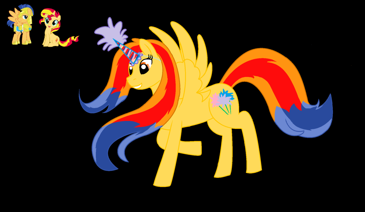 #2089355 - safe, artist:felikusstekill, flash sentry, sunset shimmer ...