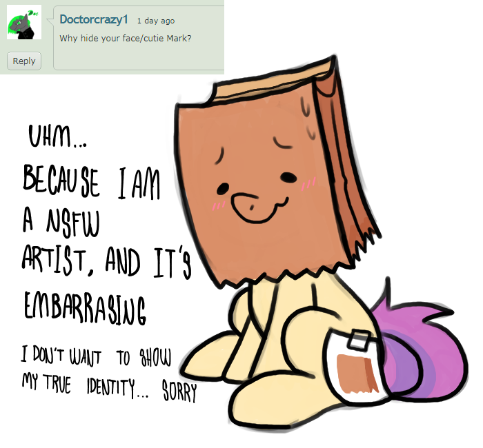 #2098185 - safe, artist:paperbagpony, oc, oc:paper bag, pony, ask paper ...
