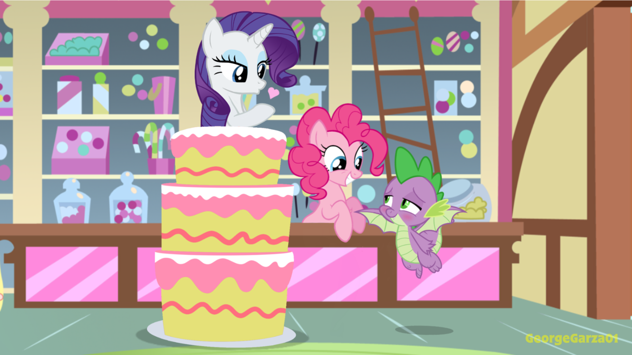 #2102808 - safe, artist:georgegarza01, pinkie pie, rarity, spike ...