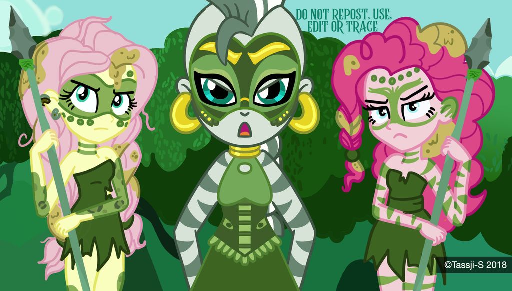 #2083470 - safe, artist:tassji-s, fluttershy, pinkie pie, zecora, human ...