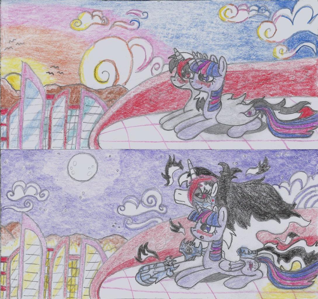 #2106075 - safe, artist:nephilim rider, twilight sparkle, oc, oc:heaven ...