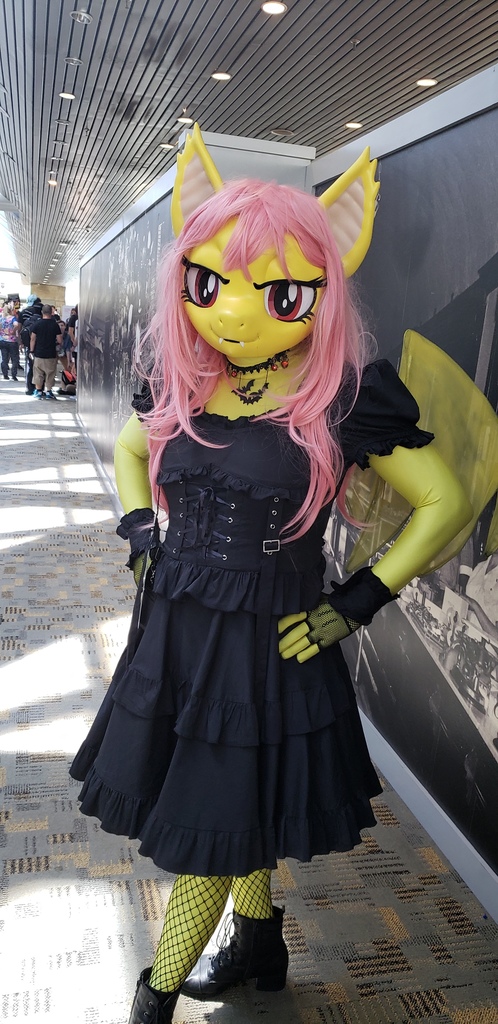 #2116467 - safe, artist:bramble bunny, fluttershy, bat pony, human ...