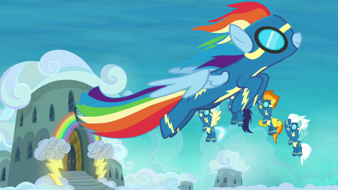 2124282 Safe Screencap Fleetfoot Misty Fly Rainbow Dash Soarin