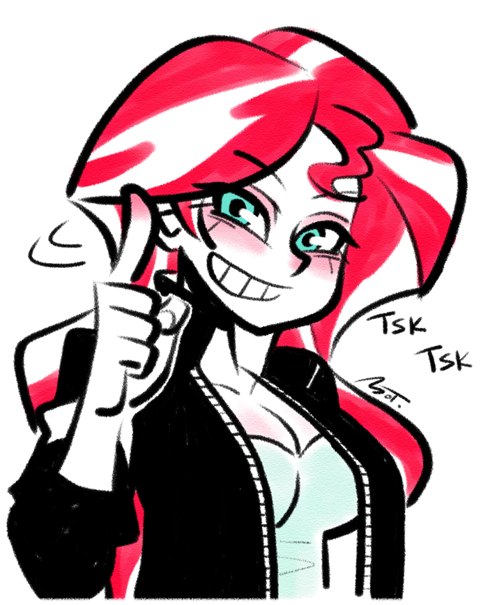 #2129807 - safe, artist:mojot, sunset shimmer, equestria girls, g4, blushing, breasts, busty ...