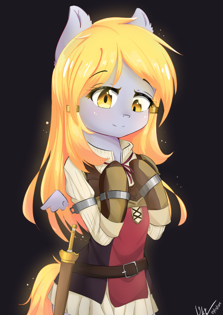 #2111362 - safe, artist:bubbletea, derpy hooves, pegasus, semi-anthro ...