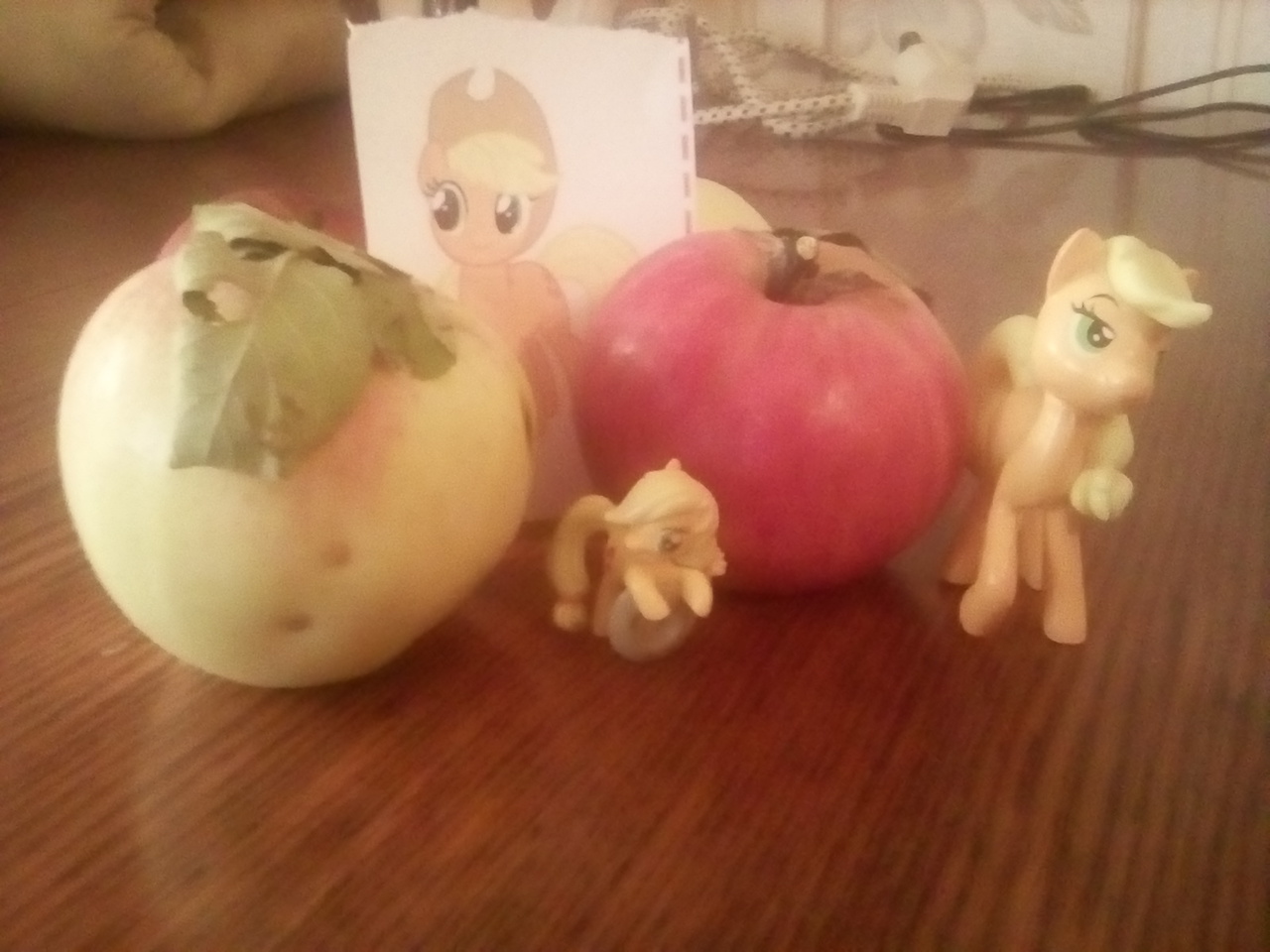 #2143067 - safe, applejack, g4, apple, art, female, food, irl, paper ...