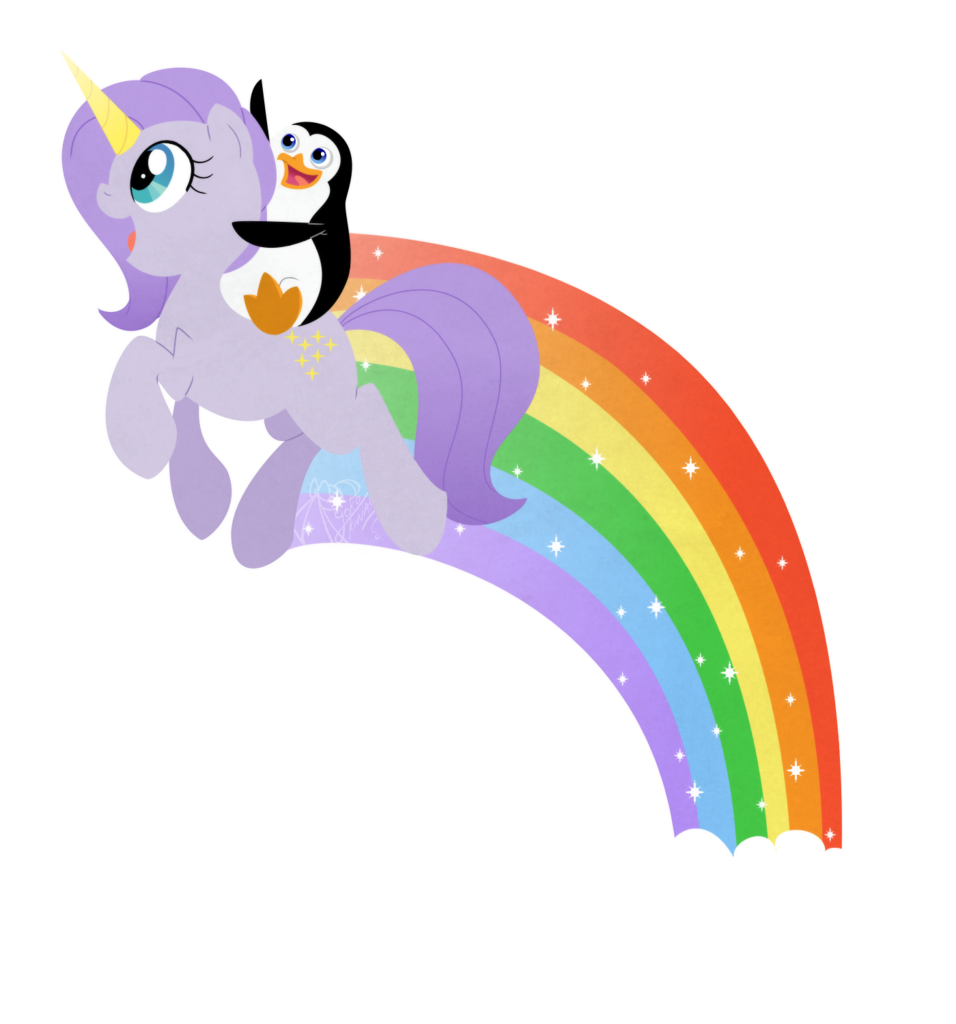 #2147453 - safe, artist:yokokinawa, bird, penguin, pony, unicorn, cloud ...