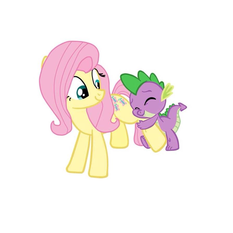 #2147748 - safe, artist:pinkievaliente, fluttershy, spike, dragon ...
