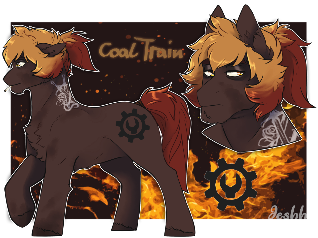 #2149220 - safe, artist:jeshh, oc, oc only, oc:coal train, earth pony ...