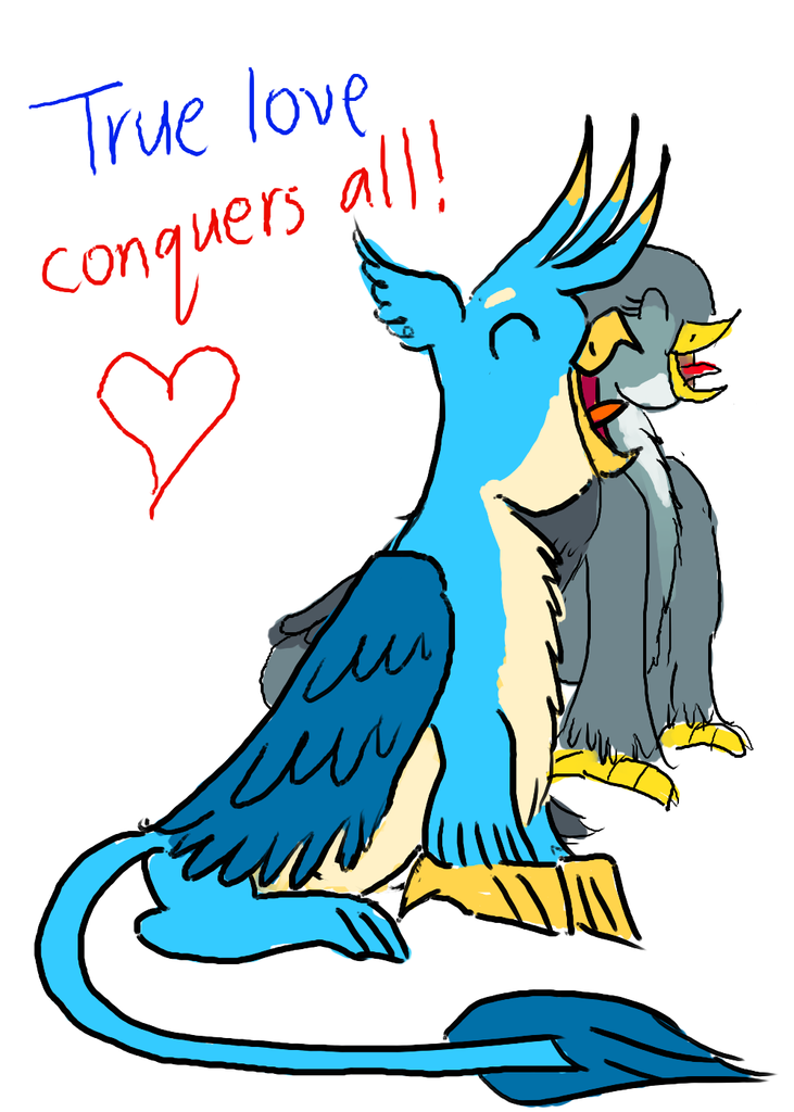 #2137757 - safe, artist:horsesplease, gabby, gallus, crowing, cute ...