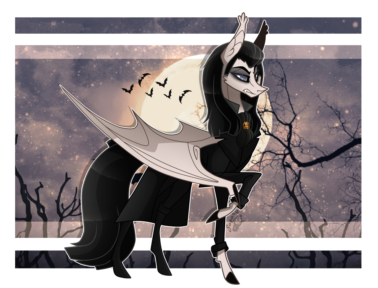 #2243408 - safe, artist:sugaryicecreammlp, bat pony, pony, vampire ...