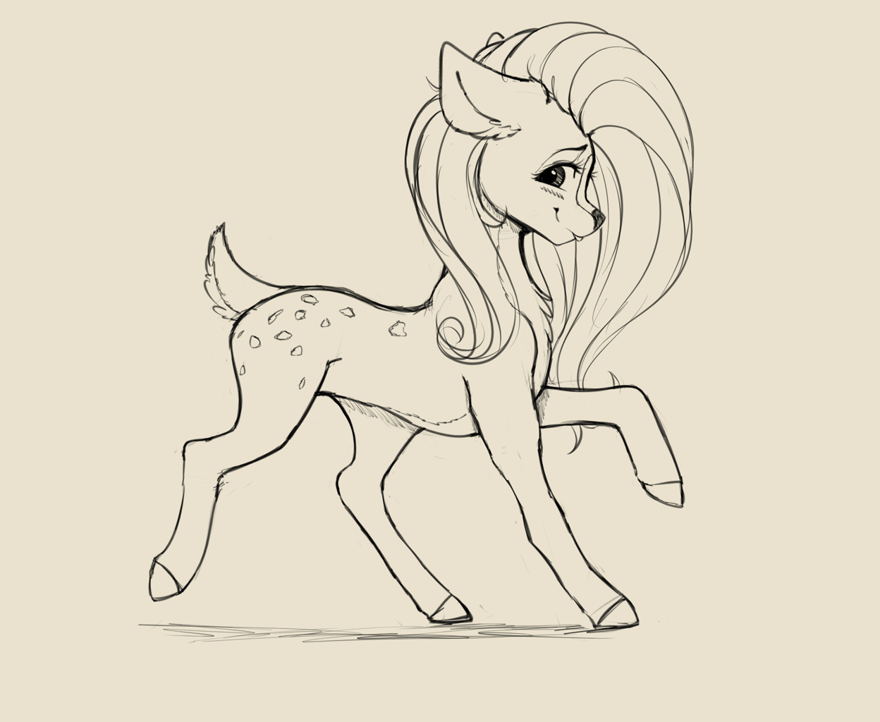 #2247962 - safe, artist:miokomata, fluttershy, deer, g4, blushing, coat ...