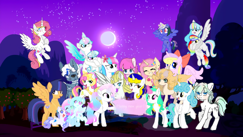 #2255764 - safe, artist:memengla, oc, pony, group shot, vector - Derpibooru