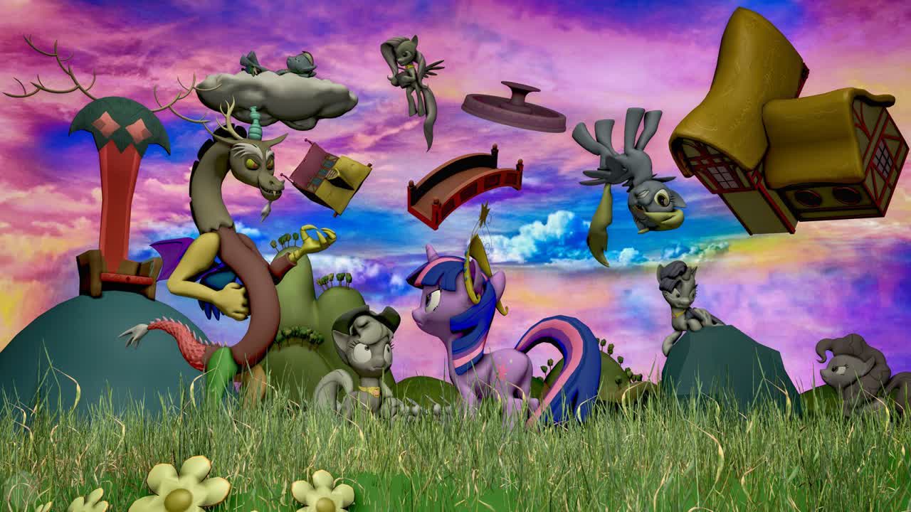 #2258896 - safe, artist:neon-ns, applejack, derpy hooves, discord ...