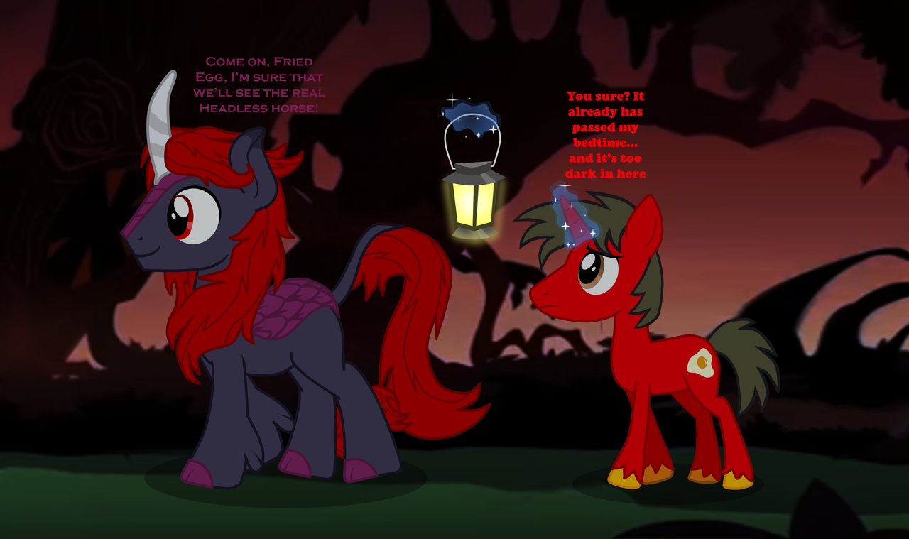 #2242877 - safe, artist:shadymeadow, oc, oc only, oc:fried egg, oc:vampire eclipse, kirin, pony ...