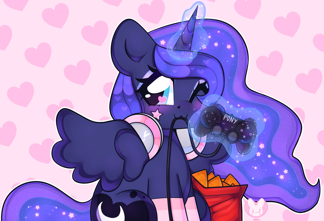 #2463035 - safe, artist:bunxl, princess luna, alicorn, pony, gamer luna ...