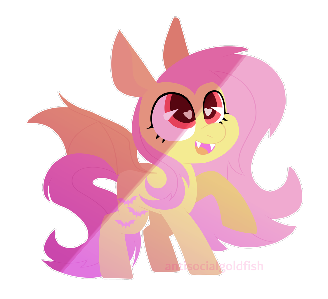 #2464743 - safe, artist:antisocialgoldfish, fluttershy, bat pony, pony ...