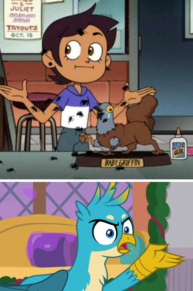 #2466138 - safe, screencap, gallus, griffon, human, spider, g4, angry ...