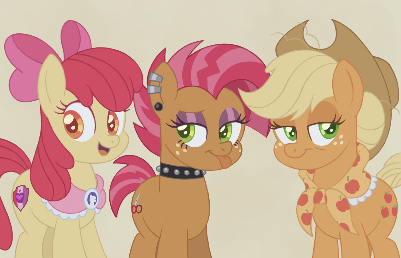 #2466877 - safe, artist:itoruna-the-platypus, apple bloom, applejack ...