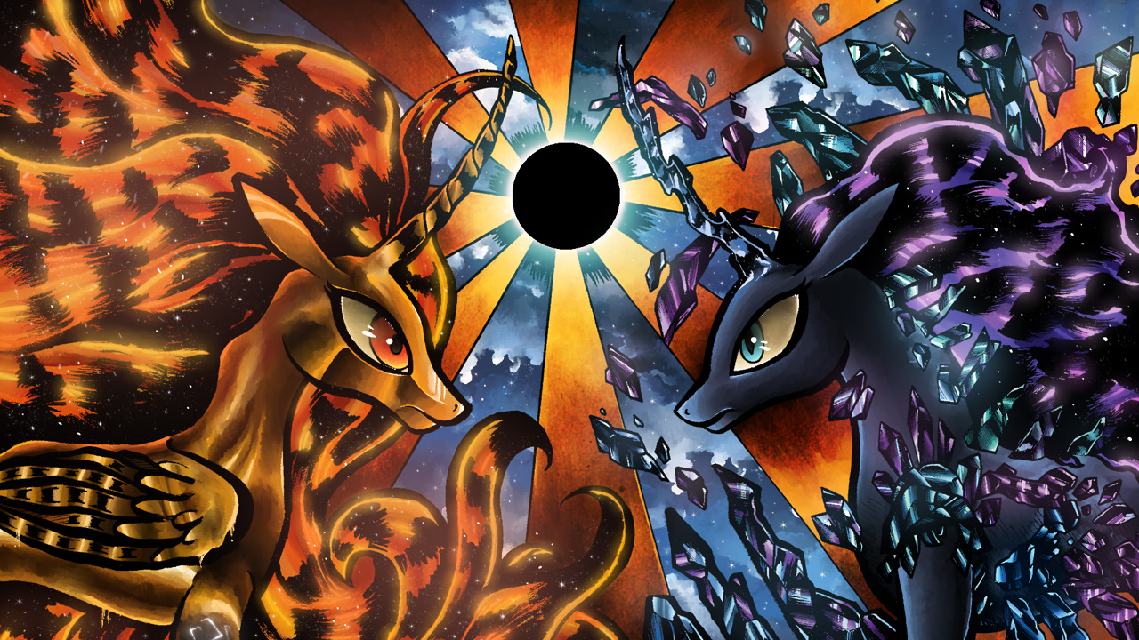 #2473584 - safe, artist:metanagon, daybreaker, nightmare moon, princess ...