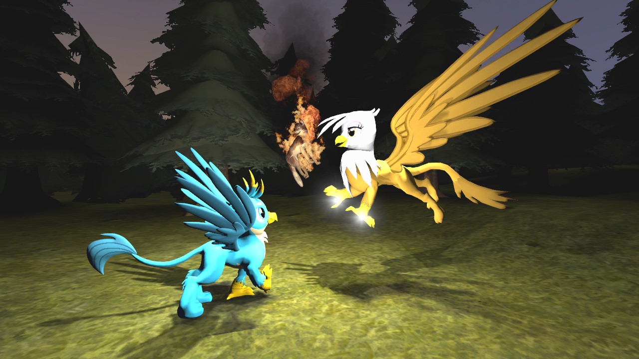 #2478678 - safe, artist:horsesplease, gallus, gilda, griffon, wolf, 3d ...