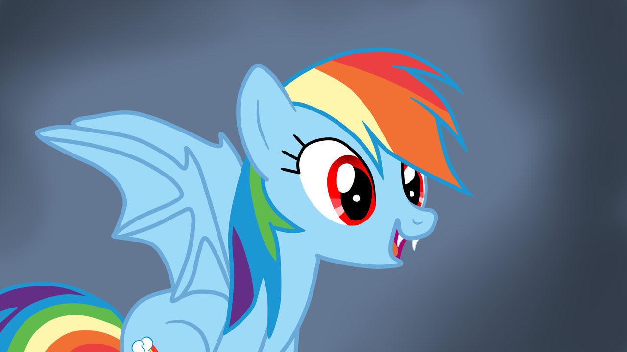 #2478692 - safe, artist:kazamacat, rainbow dash, bat pony, pony ...