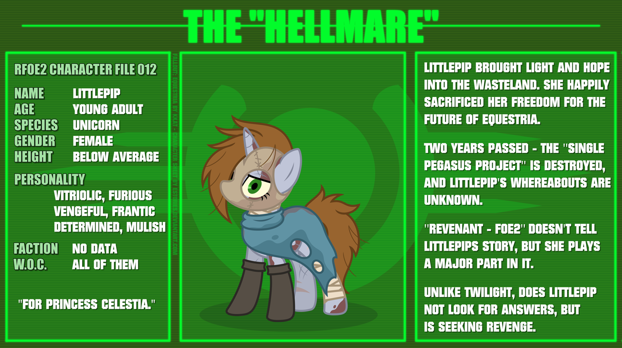 #2462754 - safe, artist:estories, oc, oc only, oc:littlepip, pony, unicorn, fallout equestria ...