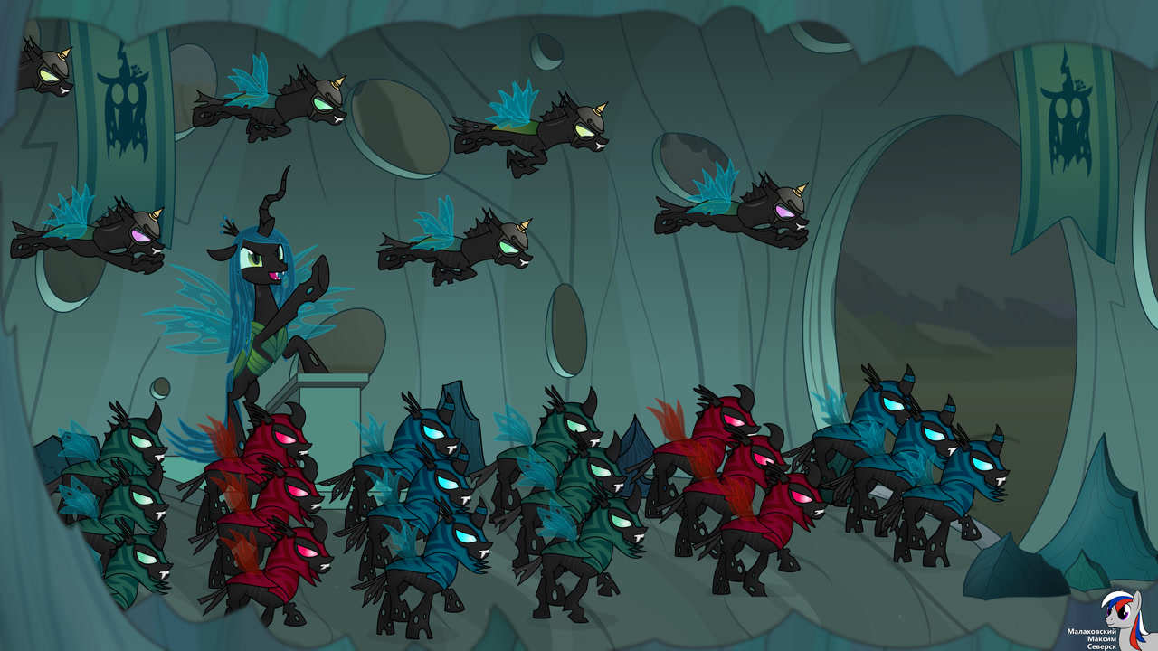 #2485634 - safe, artist:intelmax89, queen chrysalis, changeling ...