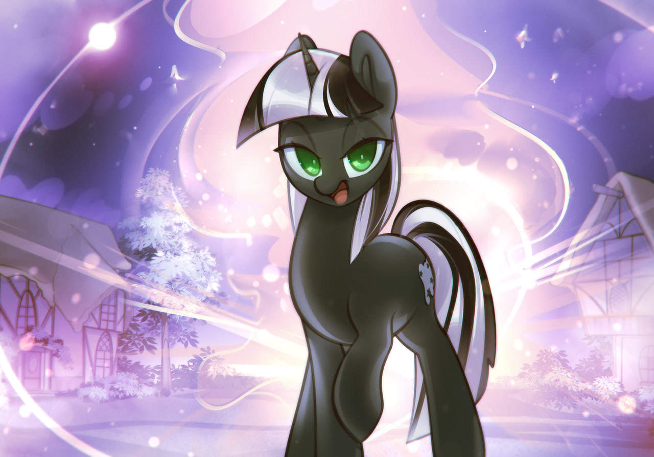 #2488075 - safe, artist:mirroredsea, oc, oc only, pony, unicorn, ponyville, solo - Derpibooru