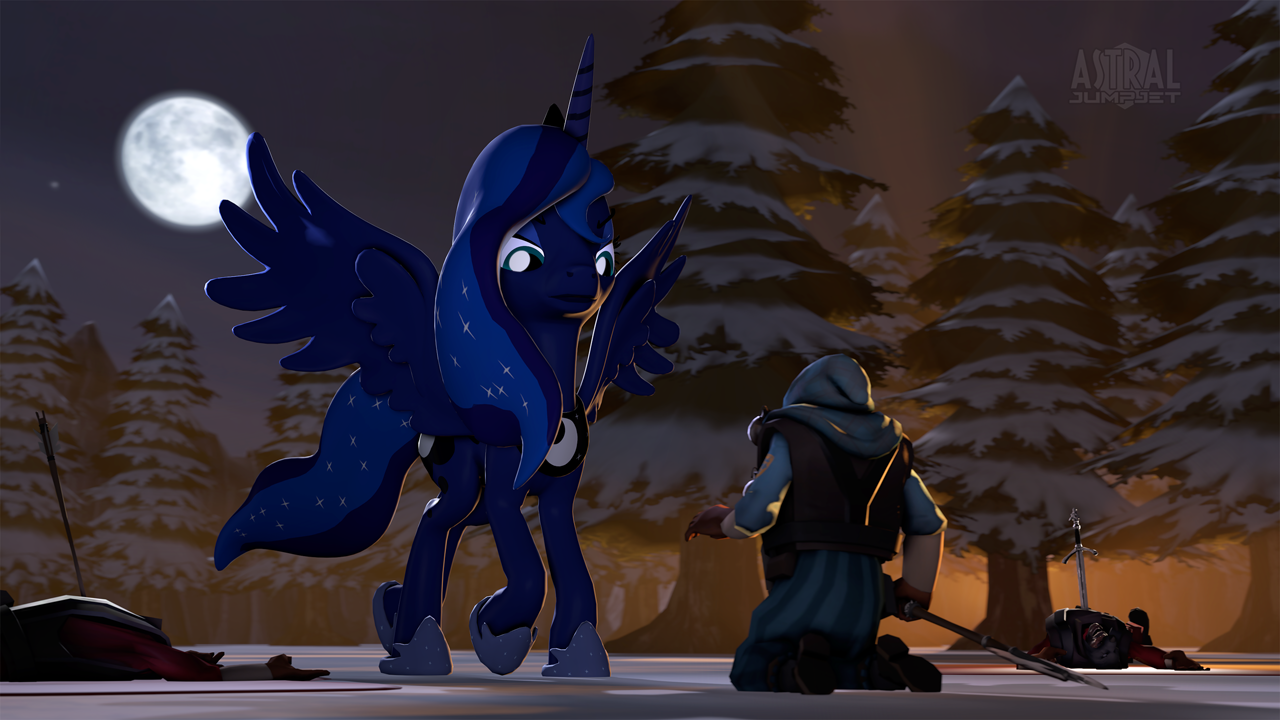 #2491524 - grimdark, artist:roxannegoat, princess luna, alicorn, human ...