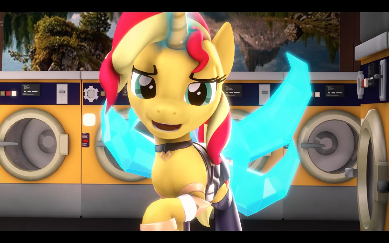 #2494551 - safe, artist:redaceofspades, sunset shimmer, fox, fox pony ...