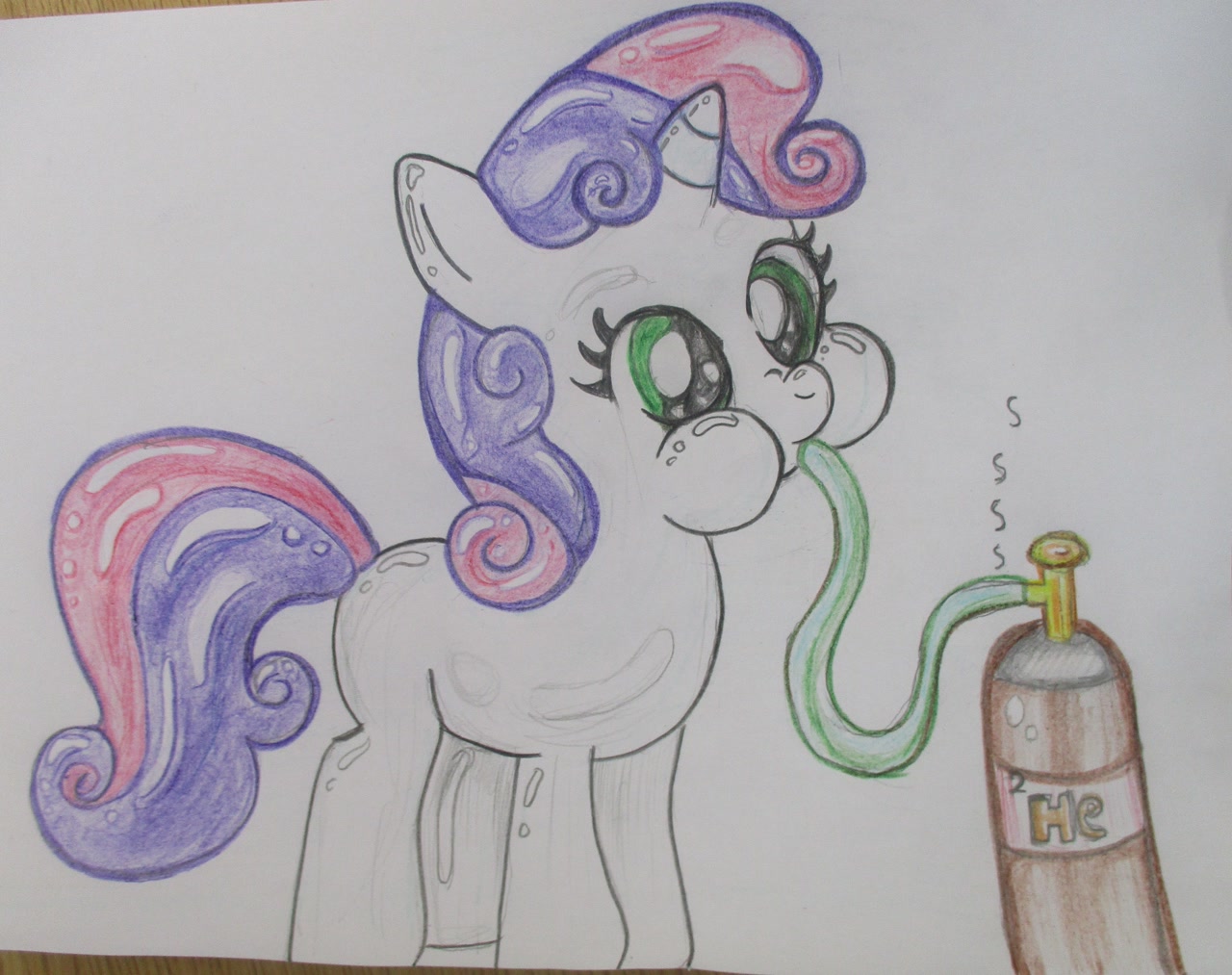 #2497090 - safe, artist:star lily, sweetie belle, inflatable pony, pony ...