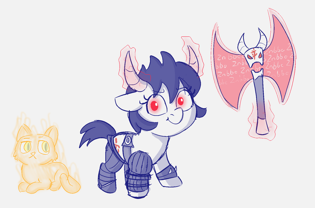 #2497161 - safe, artist:heretichesh, cat, demon, demon pony, original ...