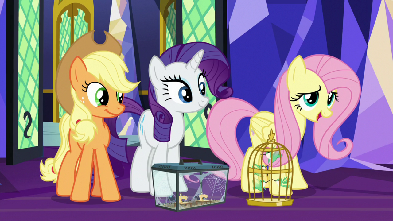 #2481050 - safe, screencap, applejack, fluttershy, hummingway, rarity ...