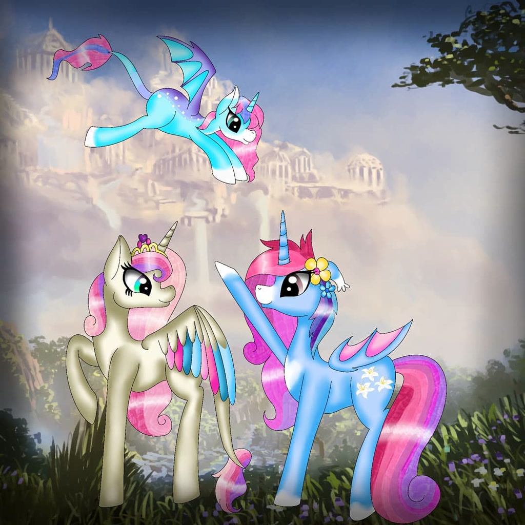 #2499177 - safe, artist:rxndxm.artist, oc, oc only, alicorn, bat pony ...