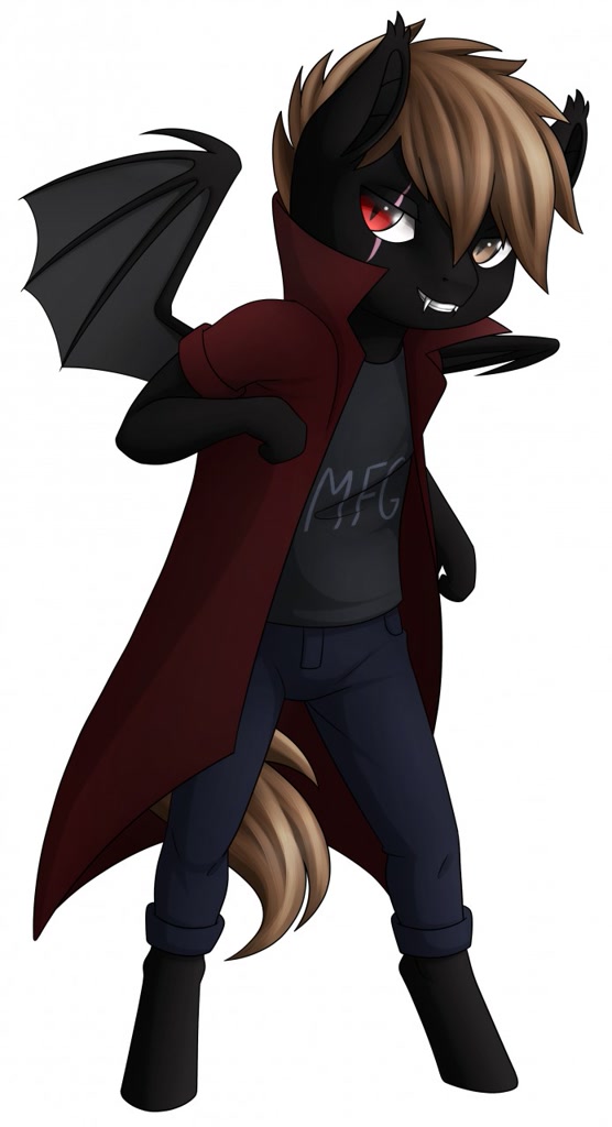 #2499639 - safe, artist:imreer, oc, oc only, bat pony, anthro ...