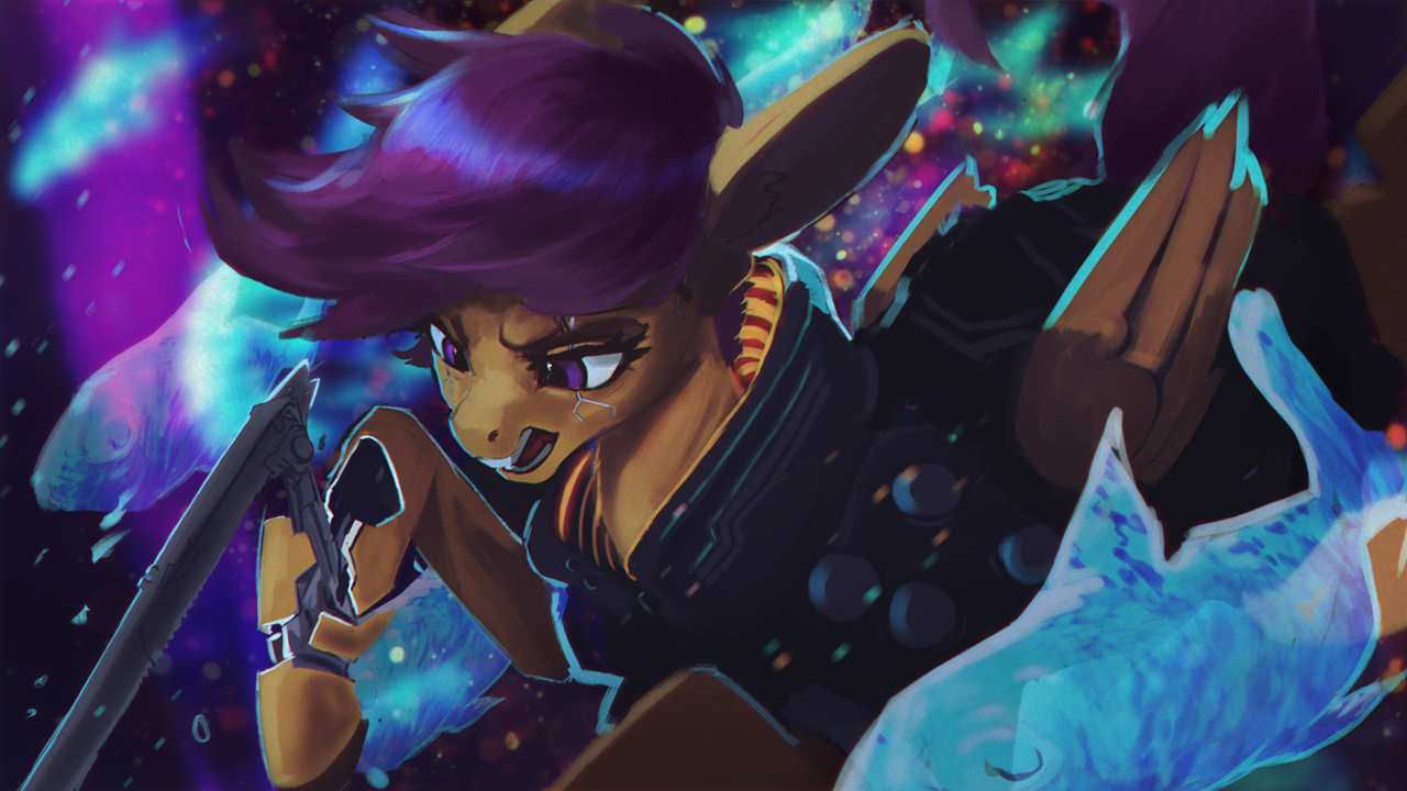 #2508439 - safe, artist:hierozaki, scootaloo, cyborg, pegasus, pony, g4 ...