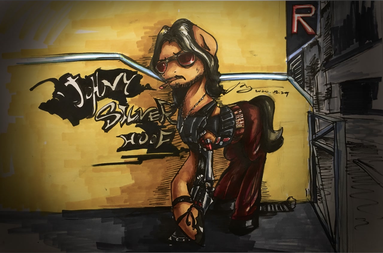 #2515561 - safe, artist:musical ray, earth pony, pony, cyberpunk ...