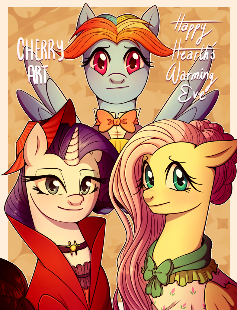 #2518790 - safe, artist:mariarojass, flutterholly, fluttershy, merry ...