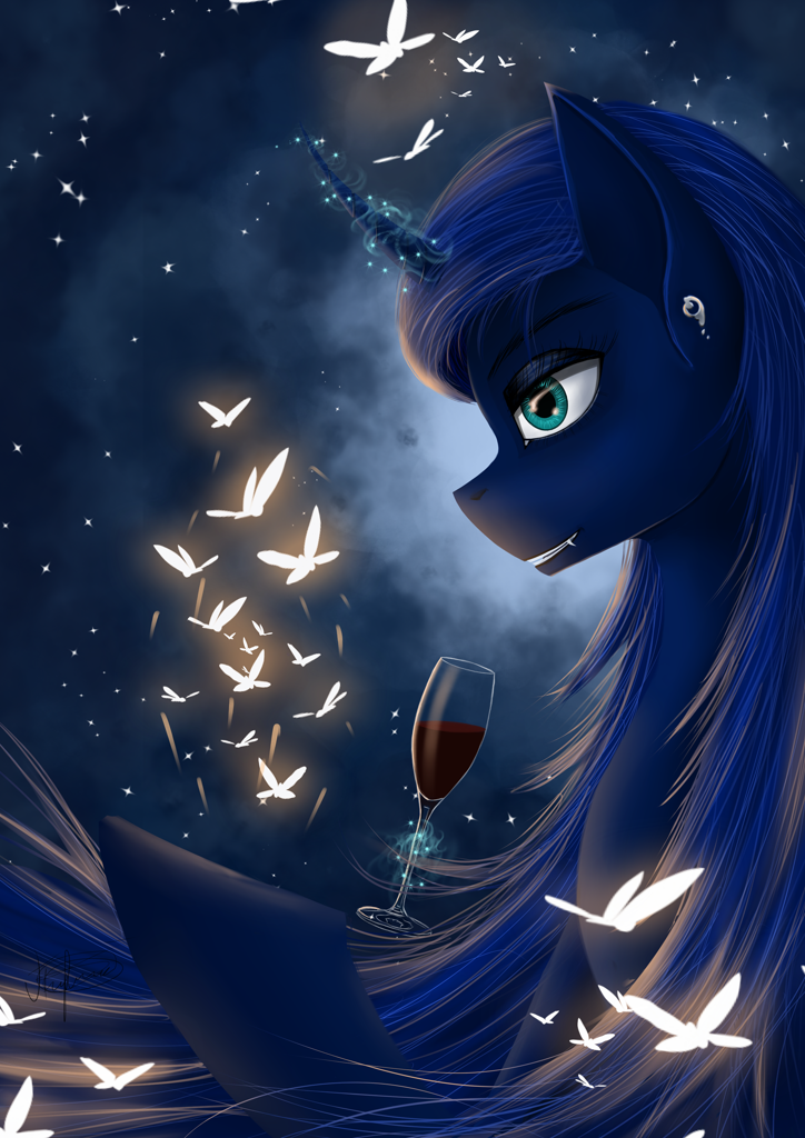 #2519297 - safe, artist:dezdark, princess luna, butterfly, pony, g4 ...