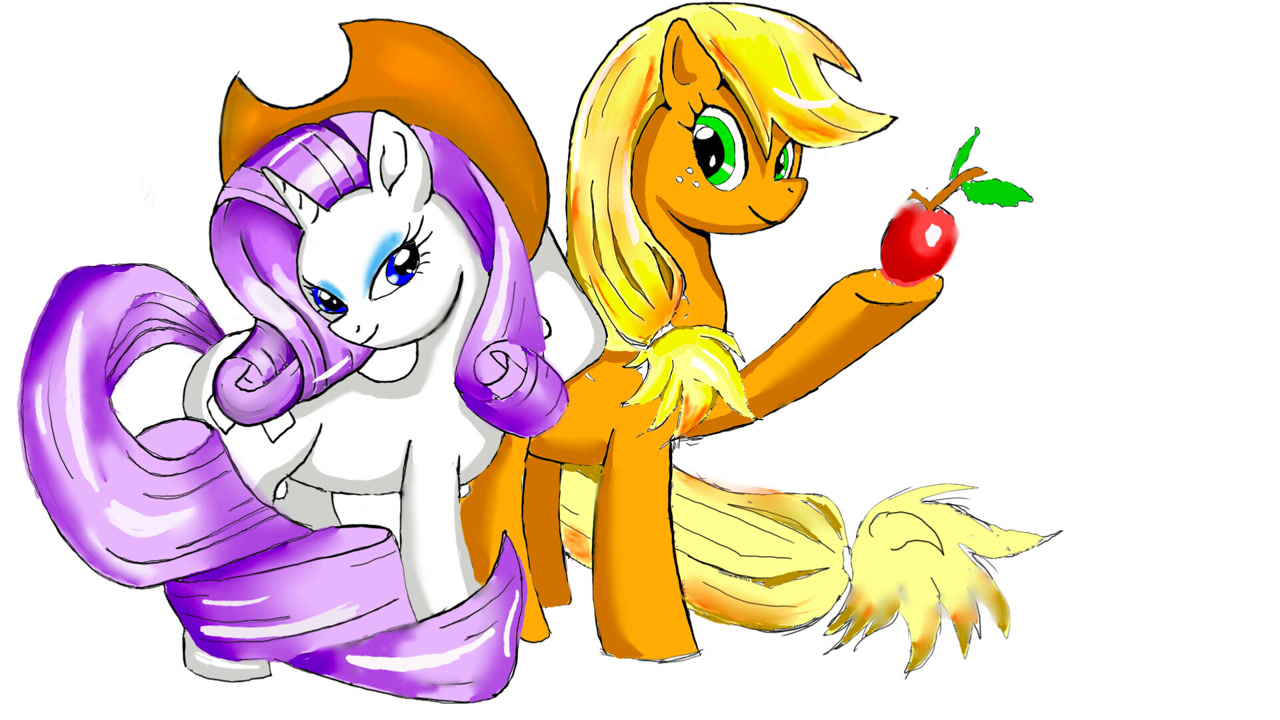 #2503682 - safe, artist:snake-em, applejack, rarity, earth pony, pony ...