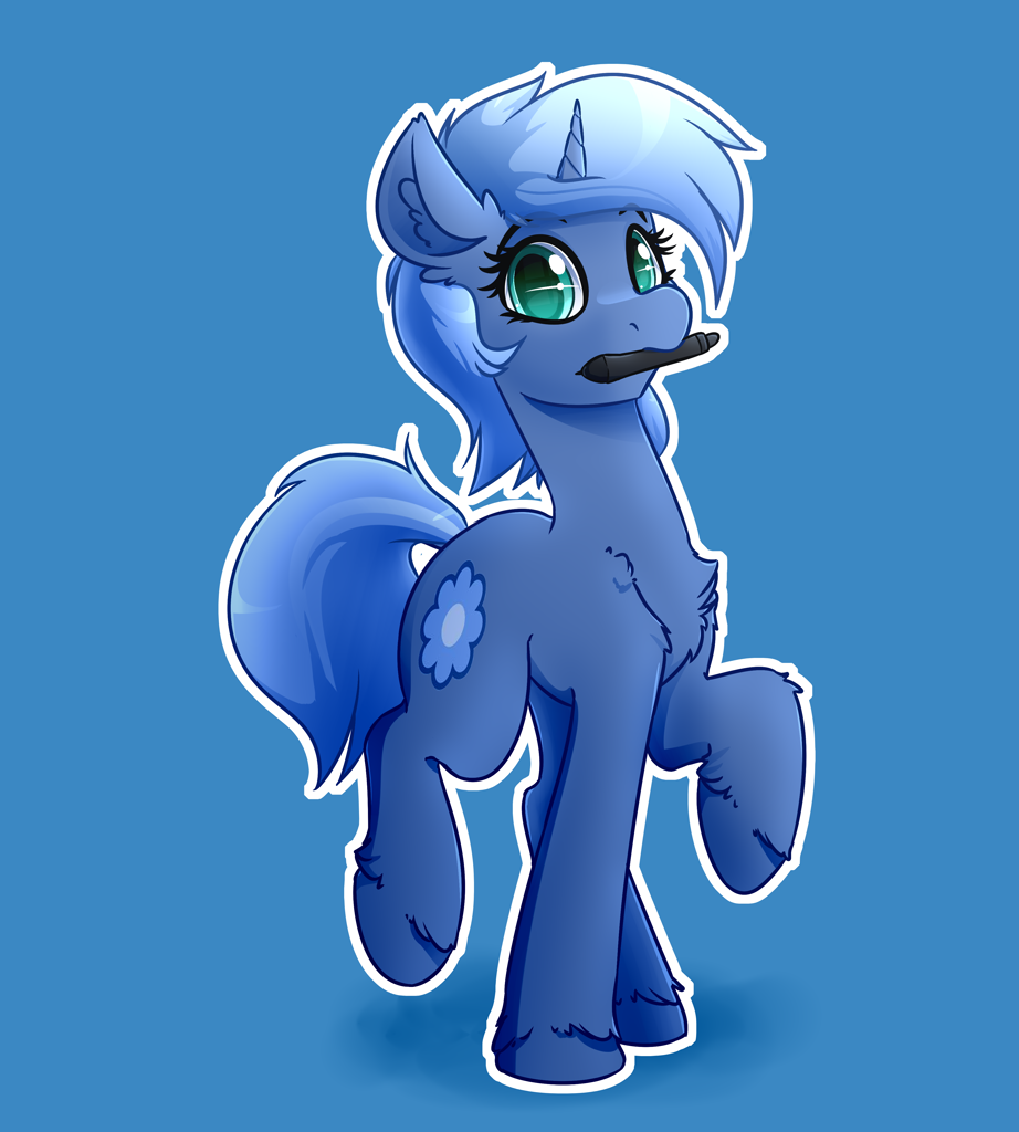 #2298150 - safe, artist:witchtaunter, oc, oc only, oc:double colon, pony, unicorn, blue ...